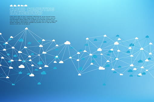 Konsep Jaringan Komputasi Awan Polygon Dot Connected Line Konsep Server