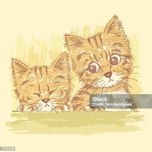 두 Kittens인물 고양이 새끼에 대한 스톡 벡터 아트 및 기타 이미지 고양이 새끼 드로잉 0명 Istock