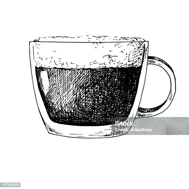 Esquisse Dune Tasse De Café Avec De La Mousse Illustration Vectorielle