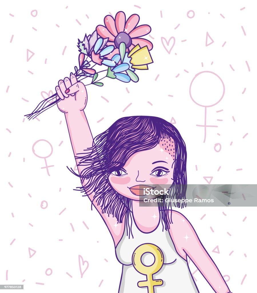Girl Power Cartoon Stock Illustration Download Image Now Adult Arm