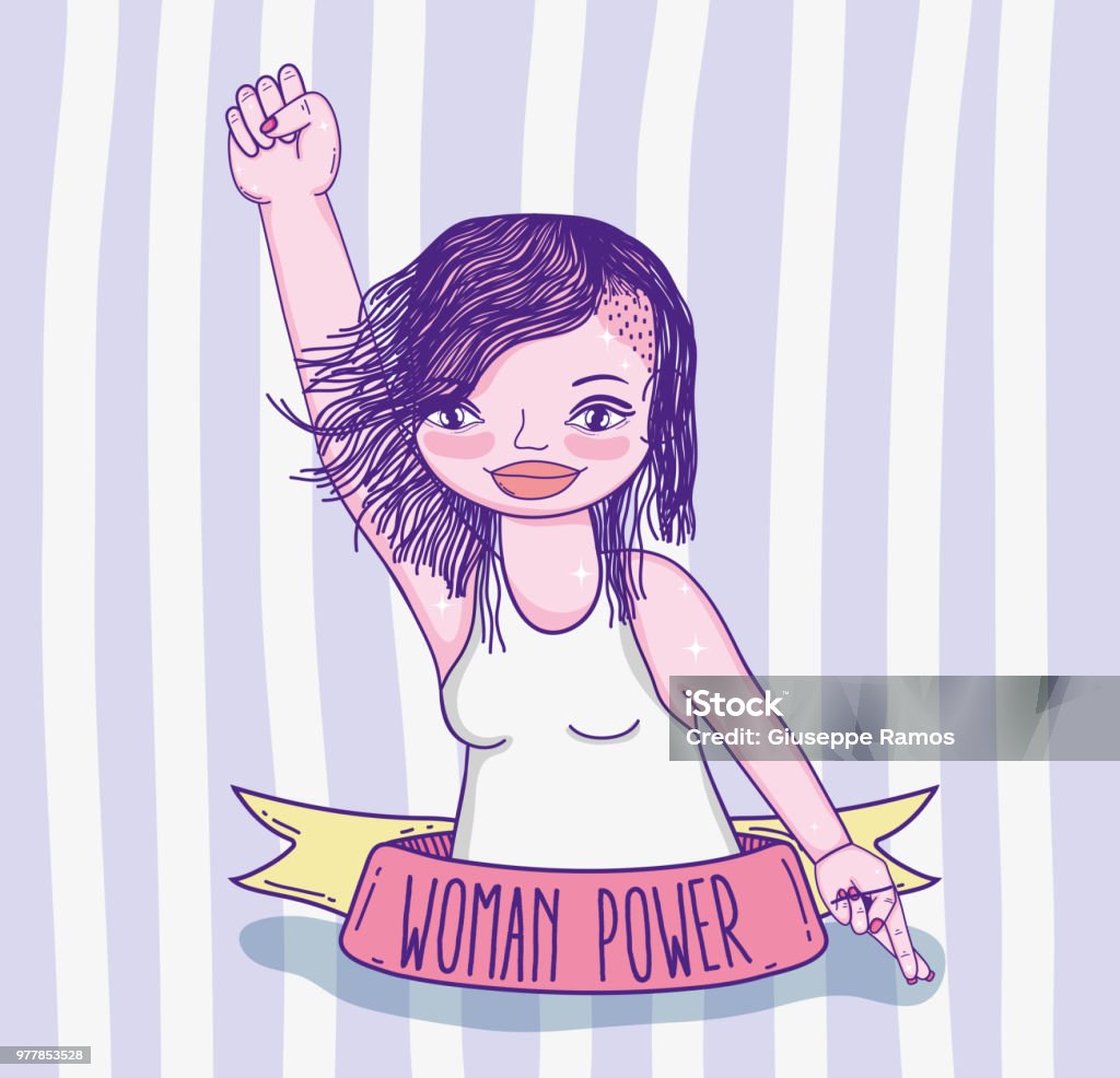 Girl Power Cartoon Stock Illustration Download Image Now Adult Arm