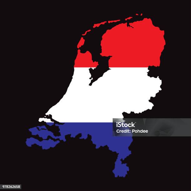 Nederland Kaart Met Vlag Infographic Vector Stockvectorkunst En Meer