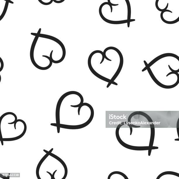 La Main Des Coeurs Dessinés Icône Sans Soudure De Fond Illustration