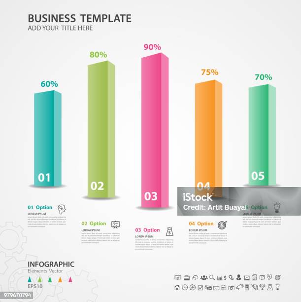 Éléments Dinfographie Diagramme Avec 5 Étapes Options Illustration