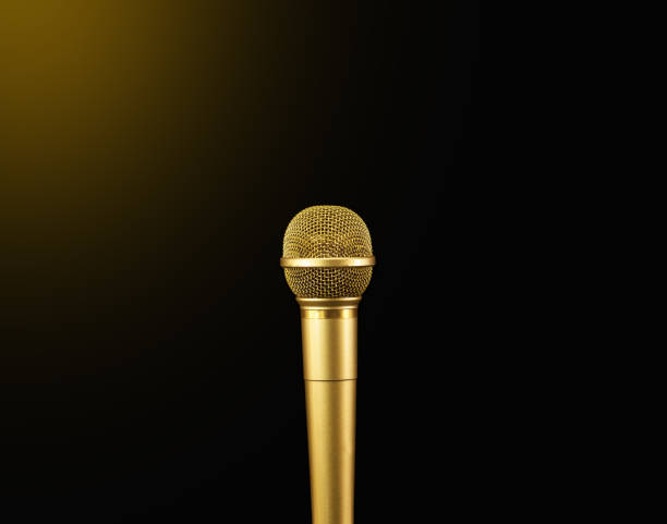 Free Stock Photo of Luxurious Gold Microphone on Black Background ...