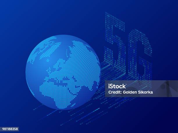 Sistem Nirkabel Jaringan 5g Isometrik Dan Ilustrasi Vektor Internet