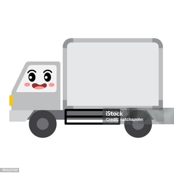 Ilustrasi Vektor Tampilan Karakter Kartun Transportasi Lorry Ilustrasi