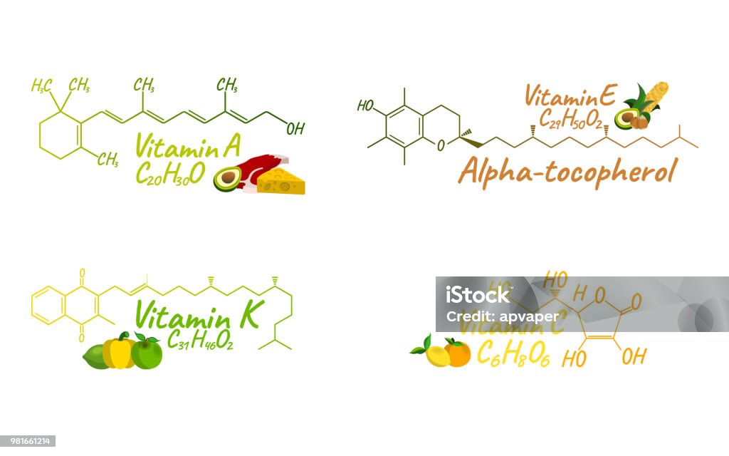 Ilustración De Complejo De Vitamina Con Los Alimentos K A E C Etiqueta