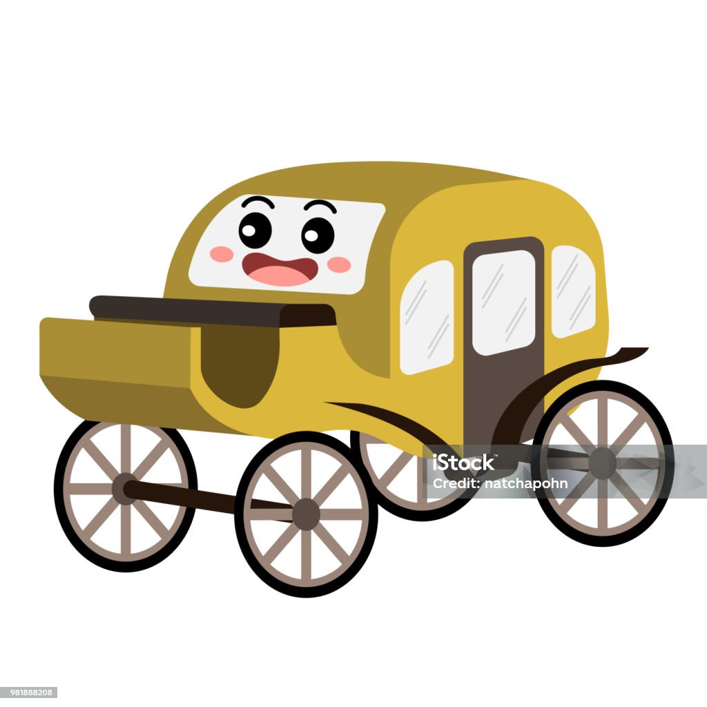 Carriage Transportation Cartoon Character Perspective View Vector
