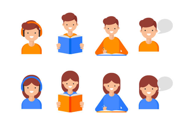 Listening speaking reading writing Clipart Vector PNG , SVG, EPS, PSD, AI