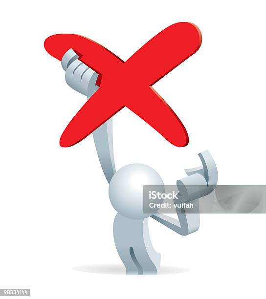 간자체 잡은 남자 팻말 없습니다 3차원 형태에 대한 스톡 벡터 아트 및 기타 이미지 3차원 형태 가리키기 귀여운 Istock