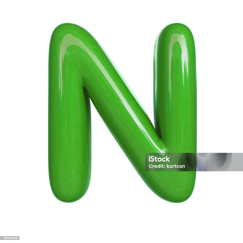 Glossy Green Paint Letter N 3d Render Of Bubble Font Isolated On White ... Glossy Green Paint Letter N 3d Render Of Bubble Font Isolated On White ...