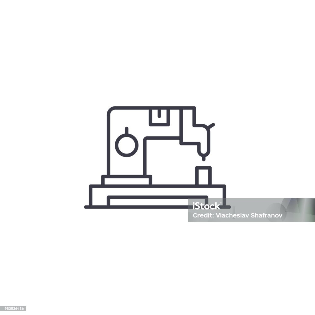 Sewing Machine Linear Icon Concept Sewing Machine Line Vector Sign