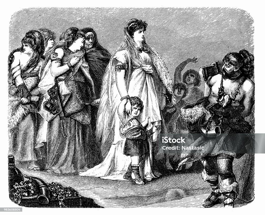 Vetores De Thusnelda A Esposa De Armínio No Triunfo Do Germânico E Mais Imagens De Adulto Istock