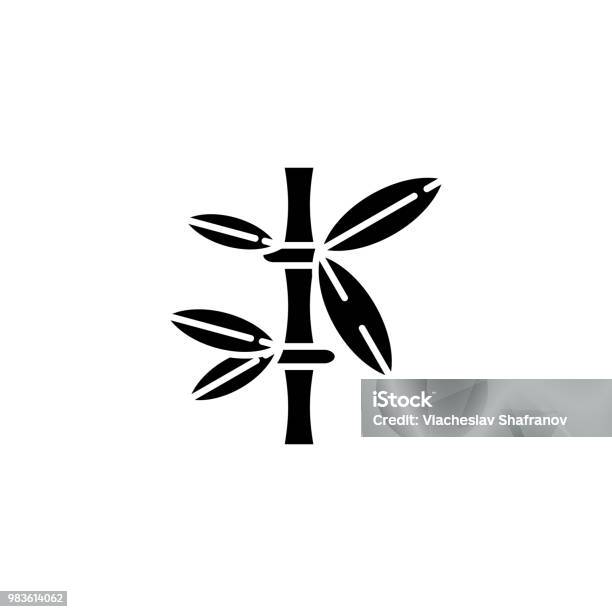 Concept De Bambou Dicône Noire Symbole De Vecteur De Plat En Bambou
