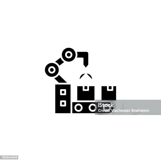 Conveyor Robotics Black Icon Concept Conveyor Robotics Flat Vector ... Conveyor Robotics Black Icon Concept Conveyor Robotics Flat Vector ...