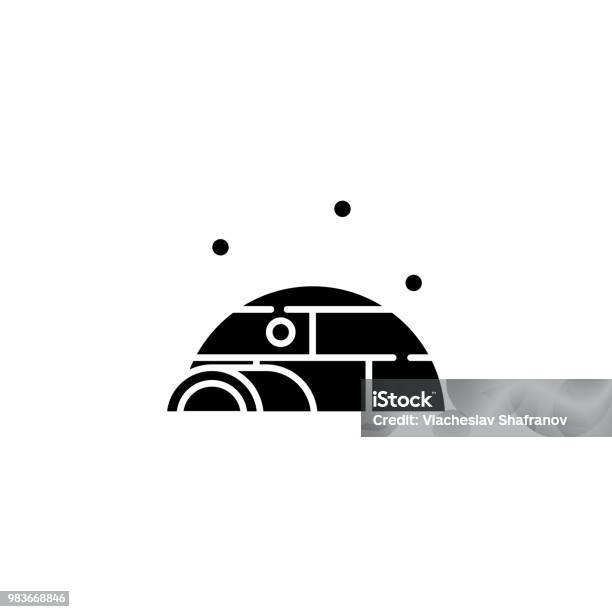 Notion Dicône Noire Igloo Symbole Vecteur Plat Igloo Signe Illustration