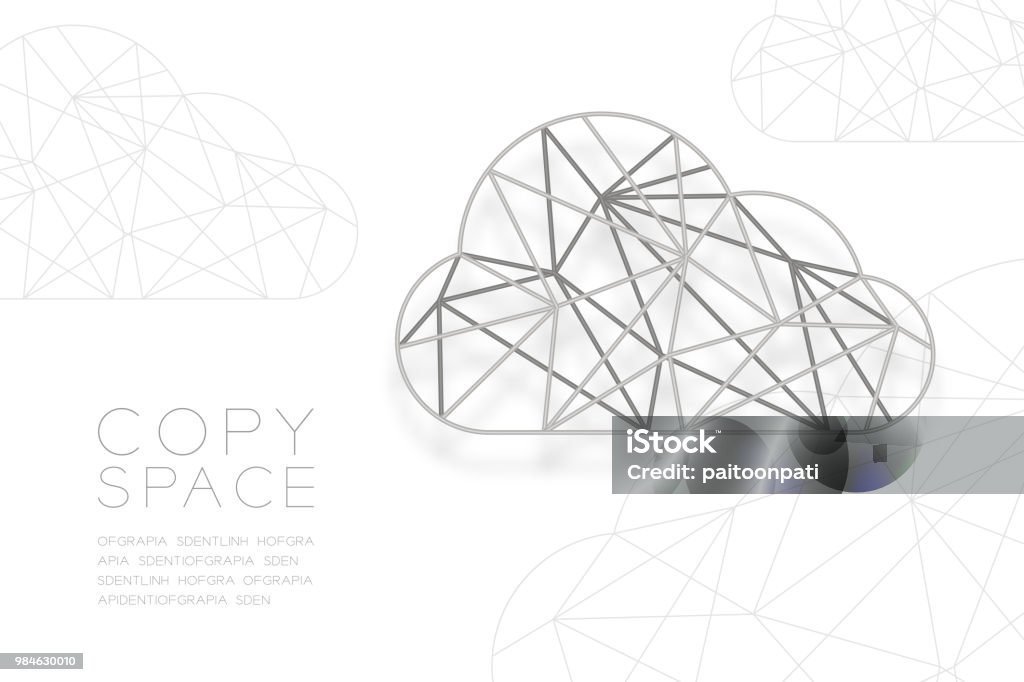 Structure De Trame Argenté Pour Le Polygone Filaire En Nuage Connectez