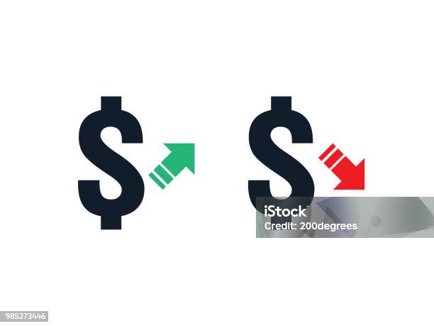 Icône Dollar Augmentation Diminution Symbole De Largent Avec Flèche