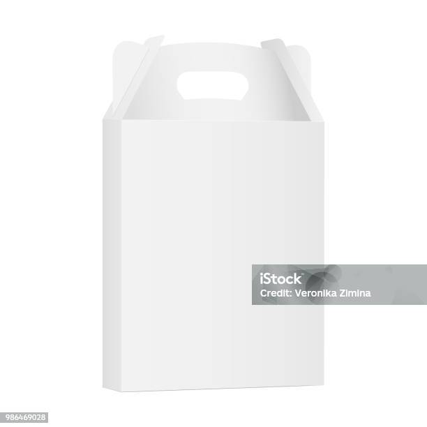 Kotak Mock Up Dengan Pegangan Terisolasi Pada Latar Belakang Putih