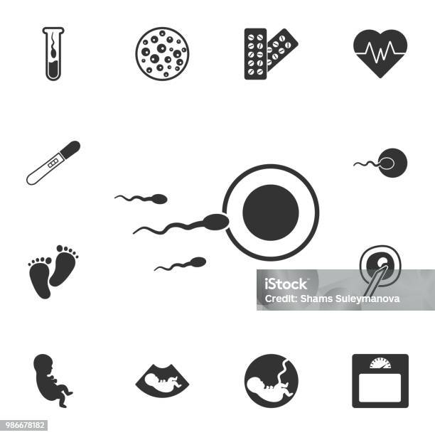 Sperm Fertilizing Egg Cell Icon Simple Element Illustration Sperm