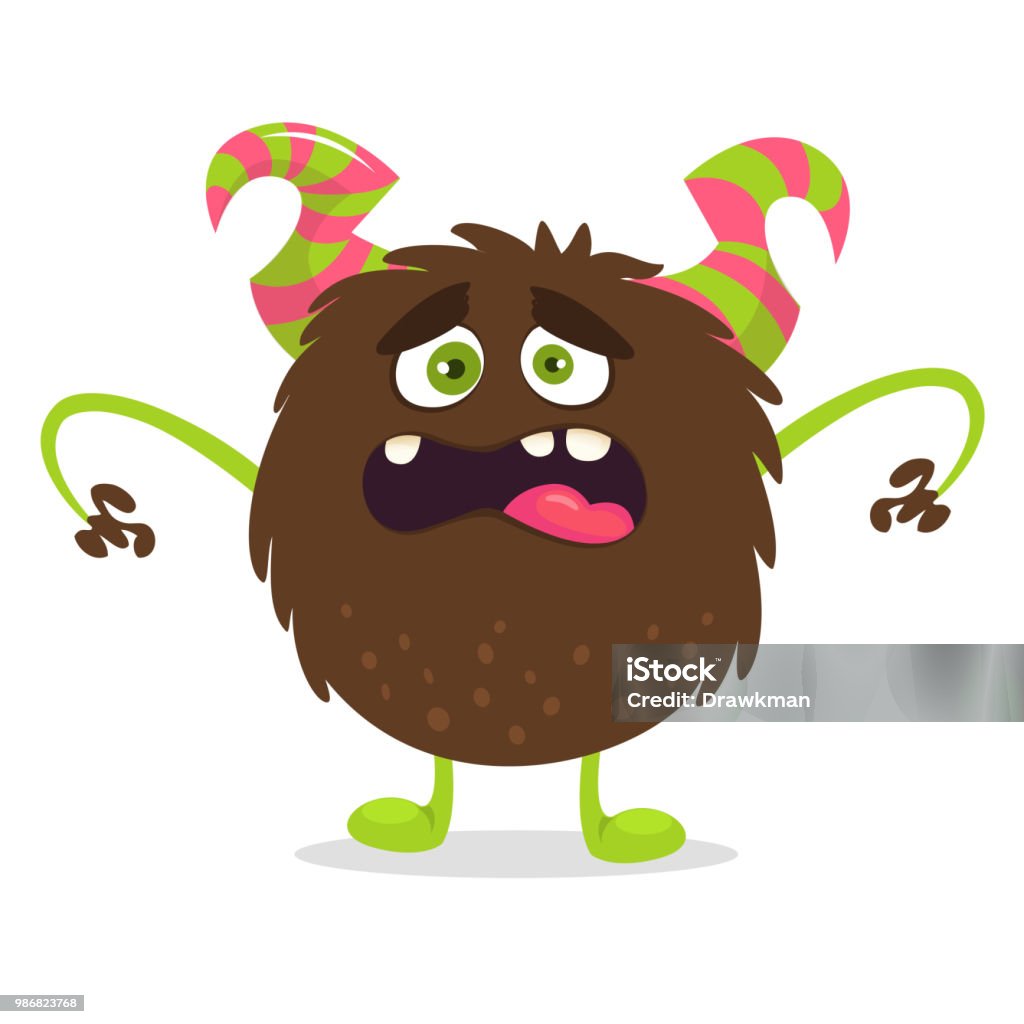 Scary Cartoon Monster Troll Gremlin Or Goblin Vector Halloween Black