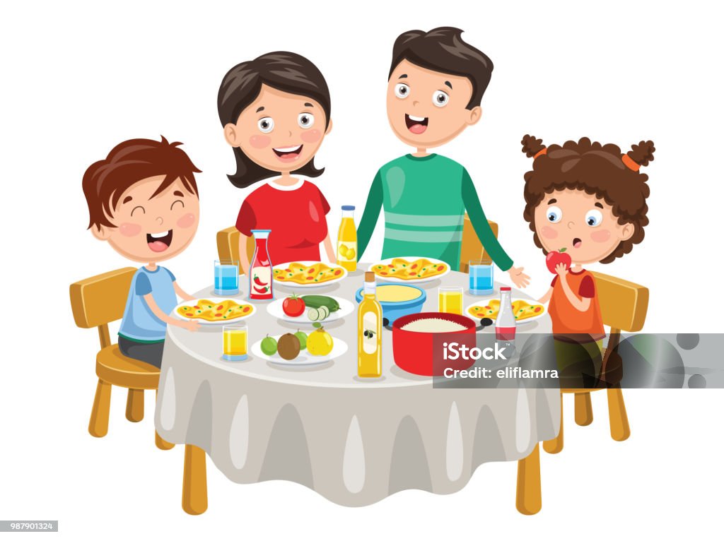 Ilustrasi Vektor Keluarga Makan Malam Ilustrasi Stok Unduh Gambar Sekarang Keluarga