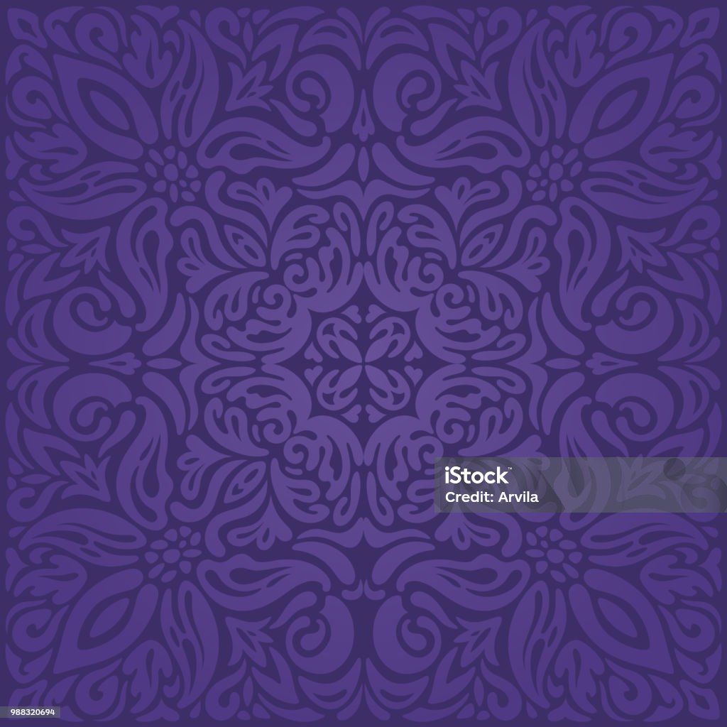 Violet Purple Floral Vintage Seamless Pattern Background Design Holiday