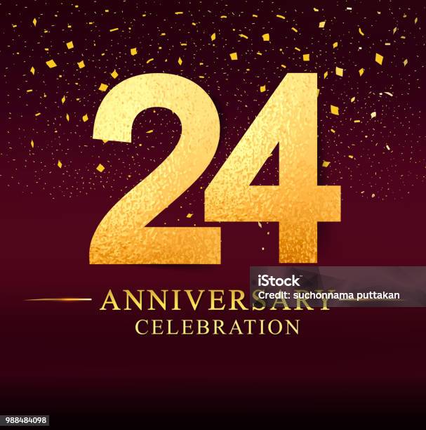 24 Jaar Verjaardag Viering Logo Verjaardagslogo Met Gouden Op Donker ... 24 Jaar Verjaardag Viering Logo Verjaardagslogo Met Gouden Op Donker ...