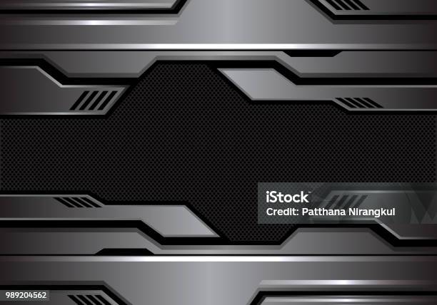 Logam Abstrak Futuristik Dengan Lingkaran Hitam Mesh Pusat Desain