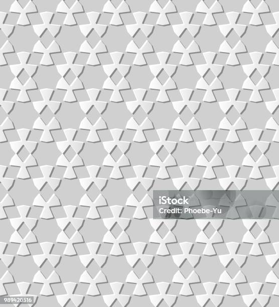 Seni Kertas Putih 3d Geometri Islami Latar Belakang Lintas Ilustrasi