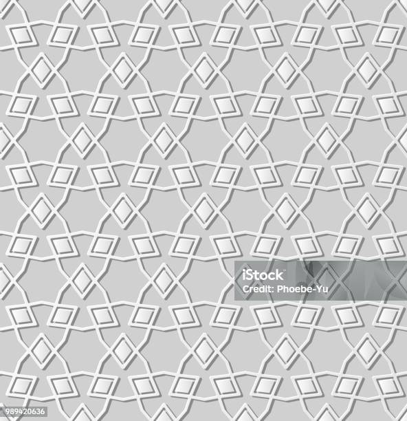 Seni Kertas Putih 3d Geometri Islami Latar Belakang Lintas Ilustrasi