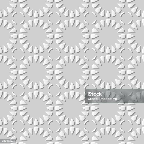 Seni Kertas Putih 3d Geometri Islami Latar Belakang Lintas Ilustrasi