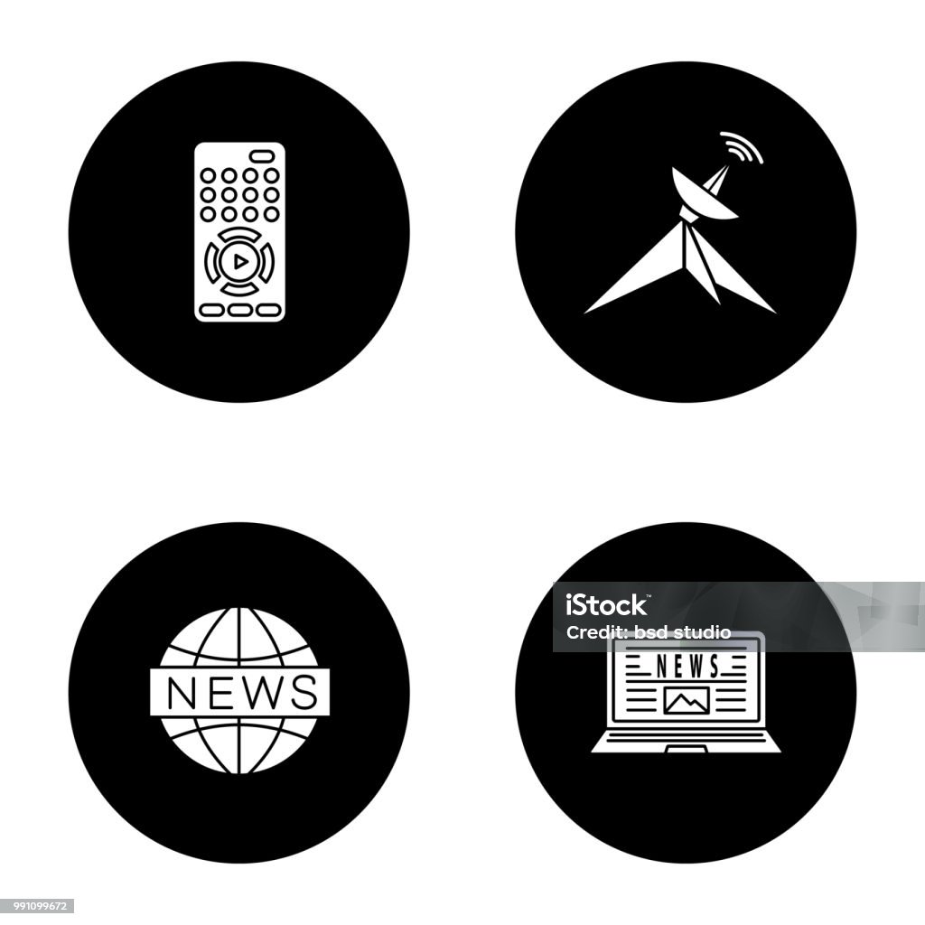 Mass Media Icons Stock Illustration Download Image Now Black Color Broadcasting