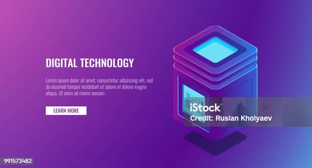 Ruang Server Vektor Isometrik Konsep Perlindungan Data Pribadi