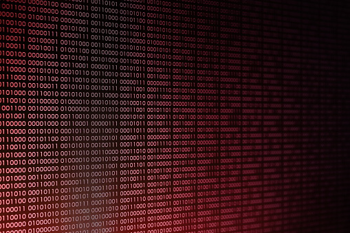 Red Binary Code Background Computer Problems Concept Black Background Malware Virus Data