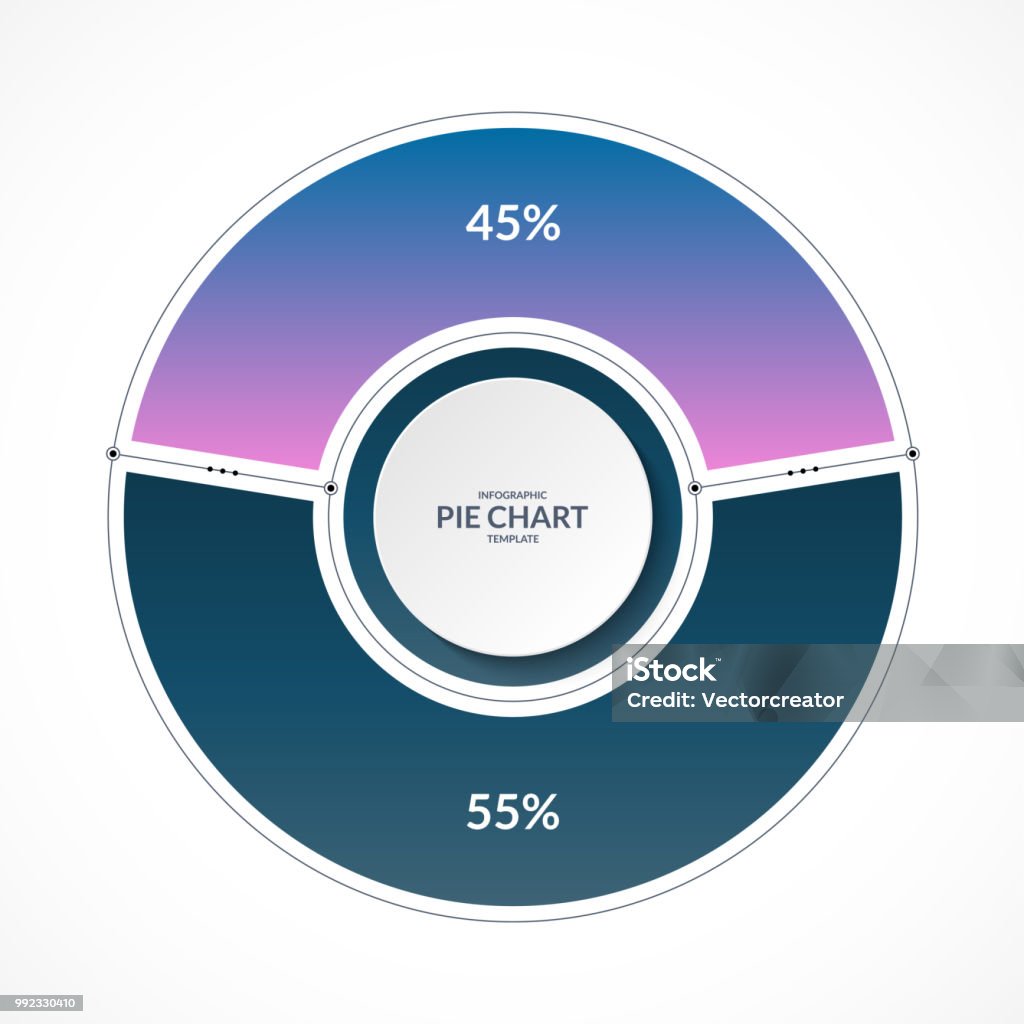 Infographic Pie Chart Circle In Thin Line Flat Style Share Of 45 And 55 ... Infographic Pie Chart Circle In Thin Line Flat Style Share Of 45 And 55 ...