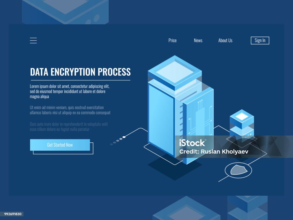 Proses Enkripsi Data Informasi Digital Perlindungan Ruang Server Vektor