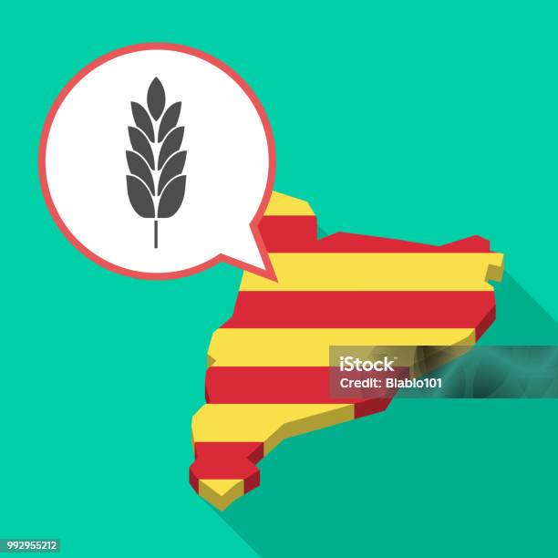 Lombre Longue Carte De Catalogne Avec Une Icône De Plante De Blé