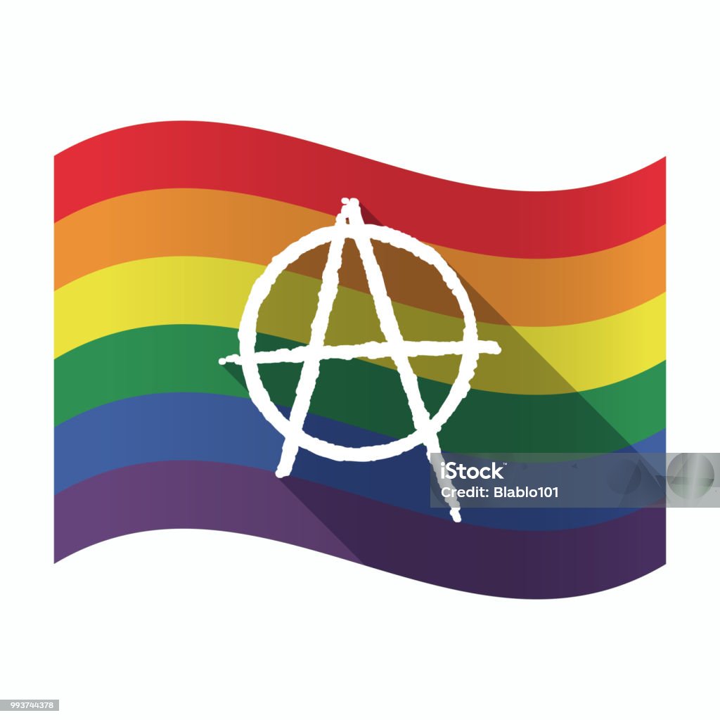 Bendera Kebanggaan Gay Terisolasi Dengan Tanda Anarkis Ilustrasi Stok