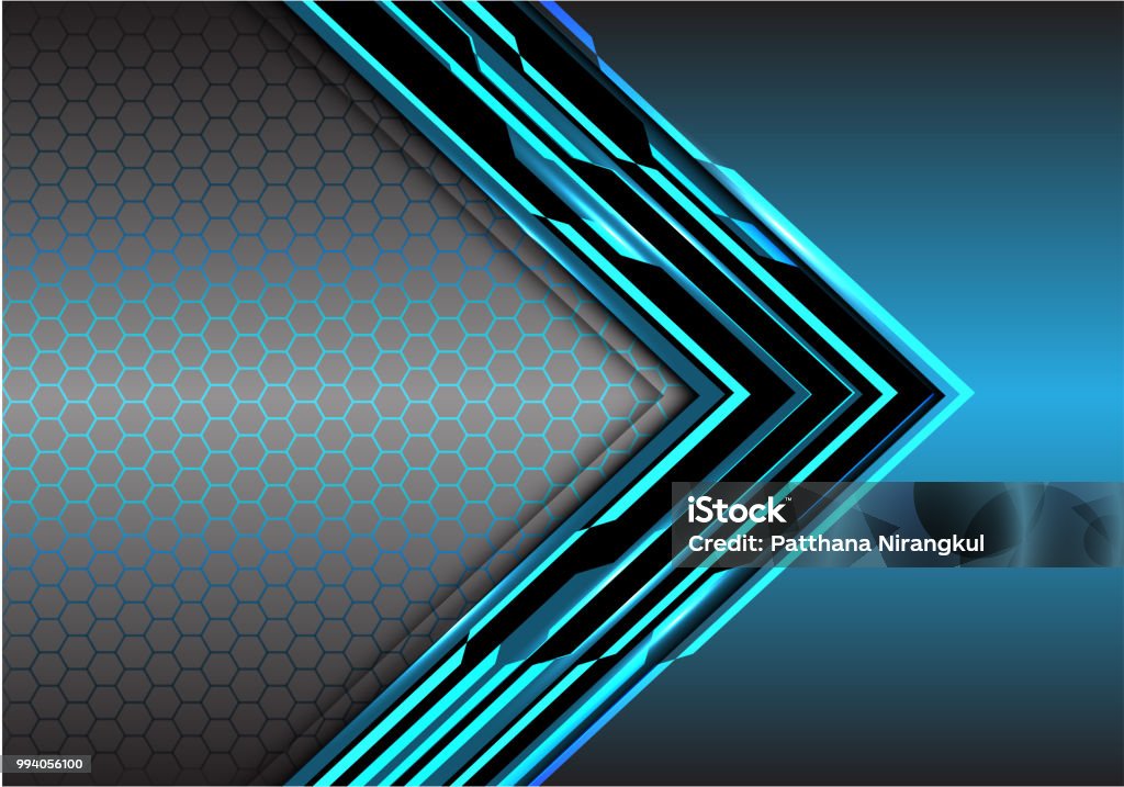 Abstract Blue Arrow Light Digital Metallic Direction With Hexagon Mesh ... Abstract Blue Arrow Light Digital Metallic Direction With Hexagon Mesh ...