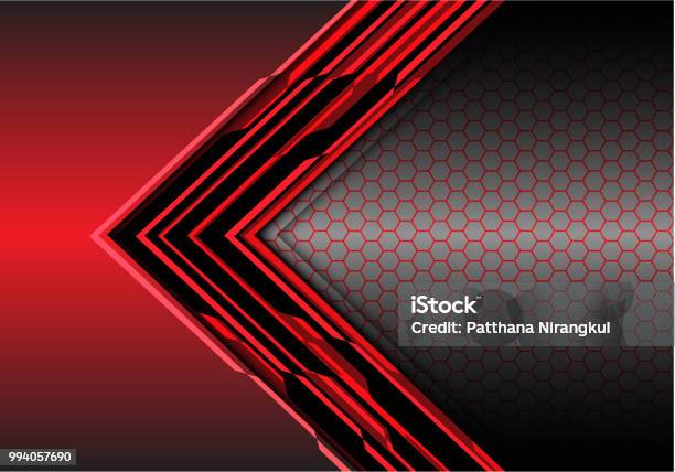 Abstract Red Arrow Light Digital Metallic Direction With Hexagon Mesh ... Abstract Red Arrow Light Digital Metallic Direction With Hexagon Mesh ...