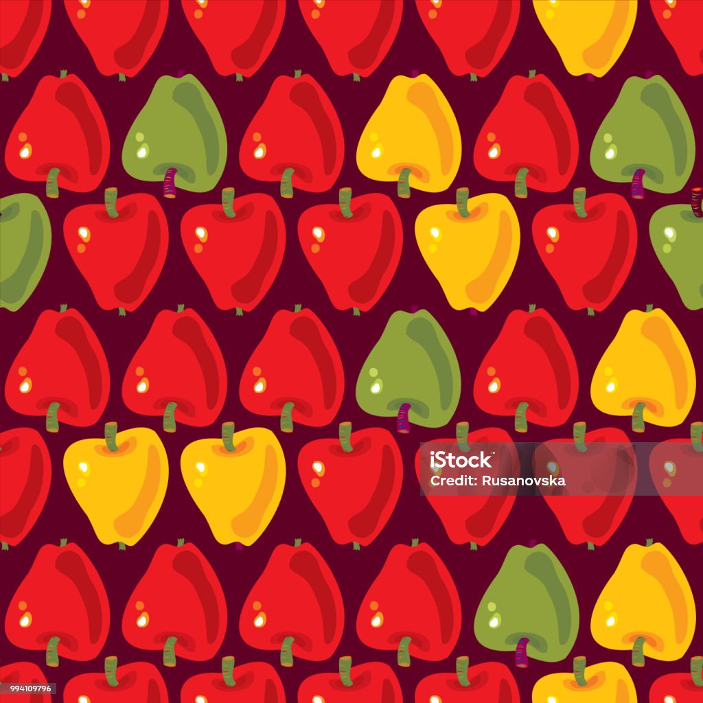 Red Yellow And Green Apples Seamless Pattern Stock Illustration