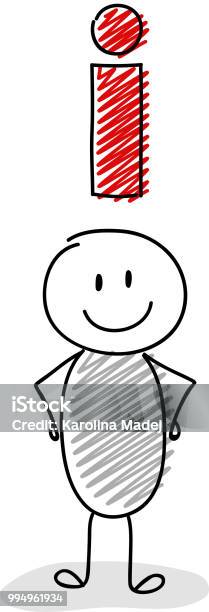 Stickman Dessin Animé Tenant Le Panneau Dinformation Vector Vecteurs