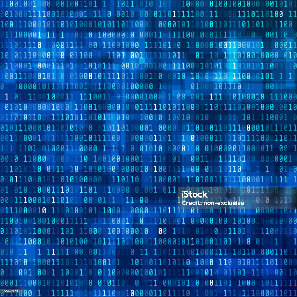 Binary Computer Code Digital Data View Technology Background Design Binary Data Stream Vector