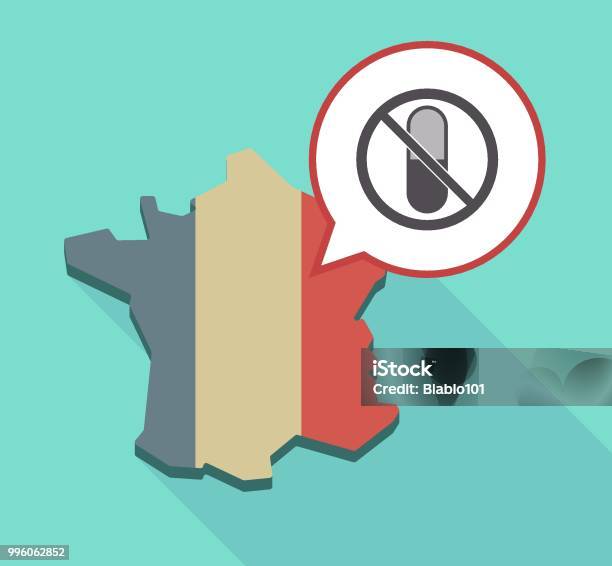 Lombre Longue Carte De France Avec Une Pilule À Un Signal Non Autorisé