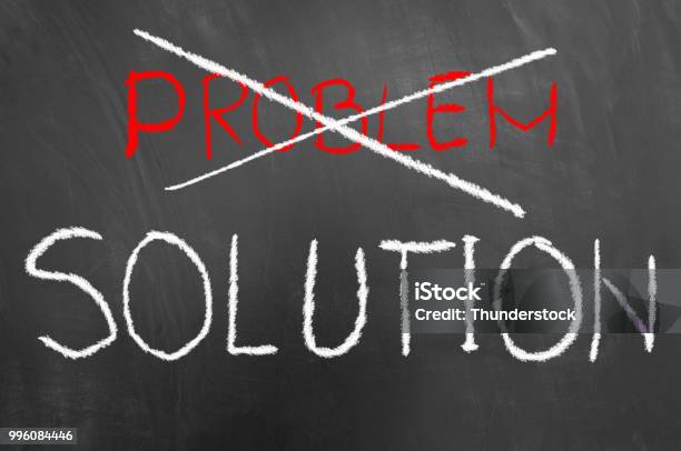 Solution And Crossed Problem Text On Blackboard Or Chalkboard Stock ... Solution And Crossed Problem Text On Blackboard Or Chalkboard Stock ...