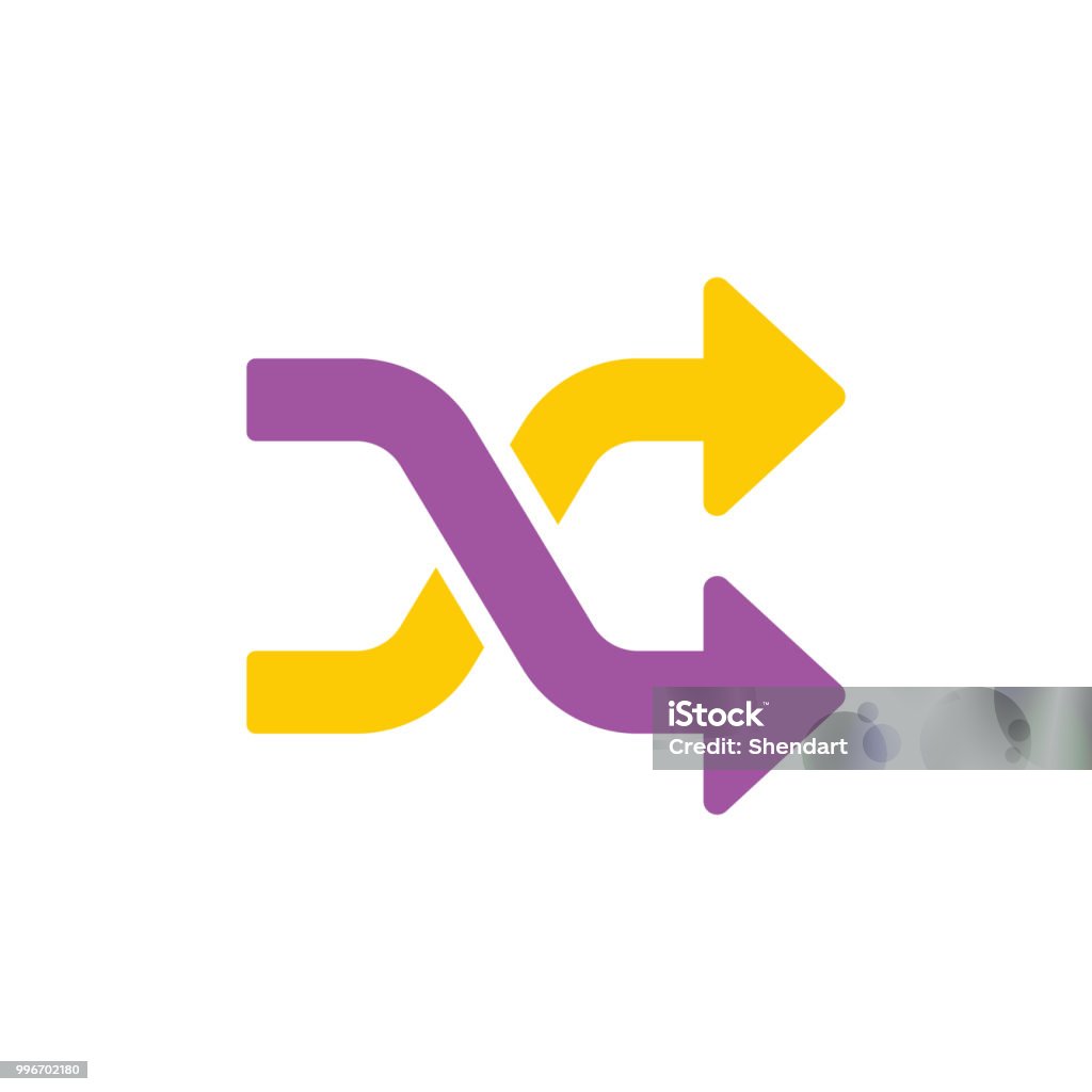 Random Shuffle Icon Album Playlist Sign Randomize Symbol Flat Vector