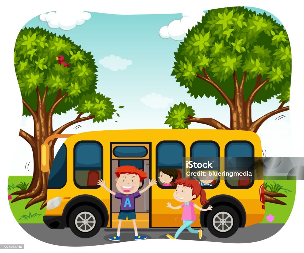 Siswa Dan Bus Sekolah Ilustrasi Stok Unduh Gambar Sekarang Alam Amerika Serikat Amerika