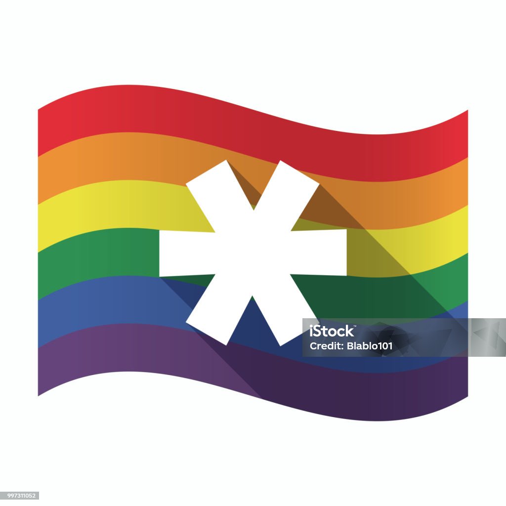 Bendera Kebanggaan Gay Terisolasi Dengan Tanda Bintang Ilustrasi Stok